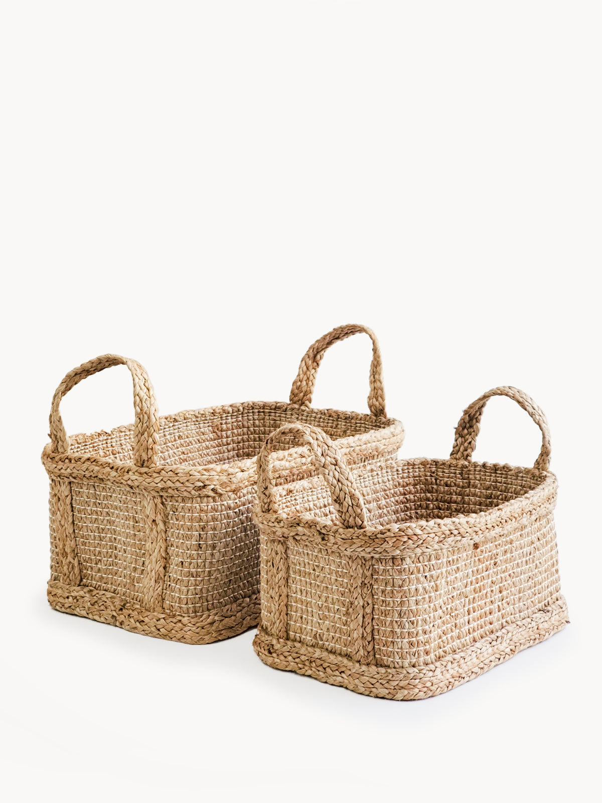 Handwoven Rectangular Storage Basket with Handle in Natural - KORISSA®