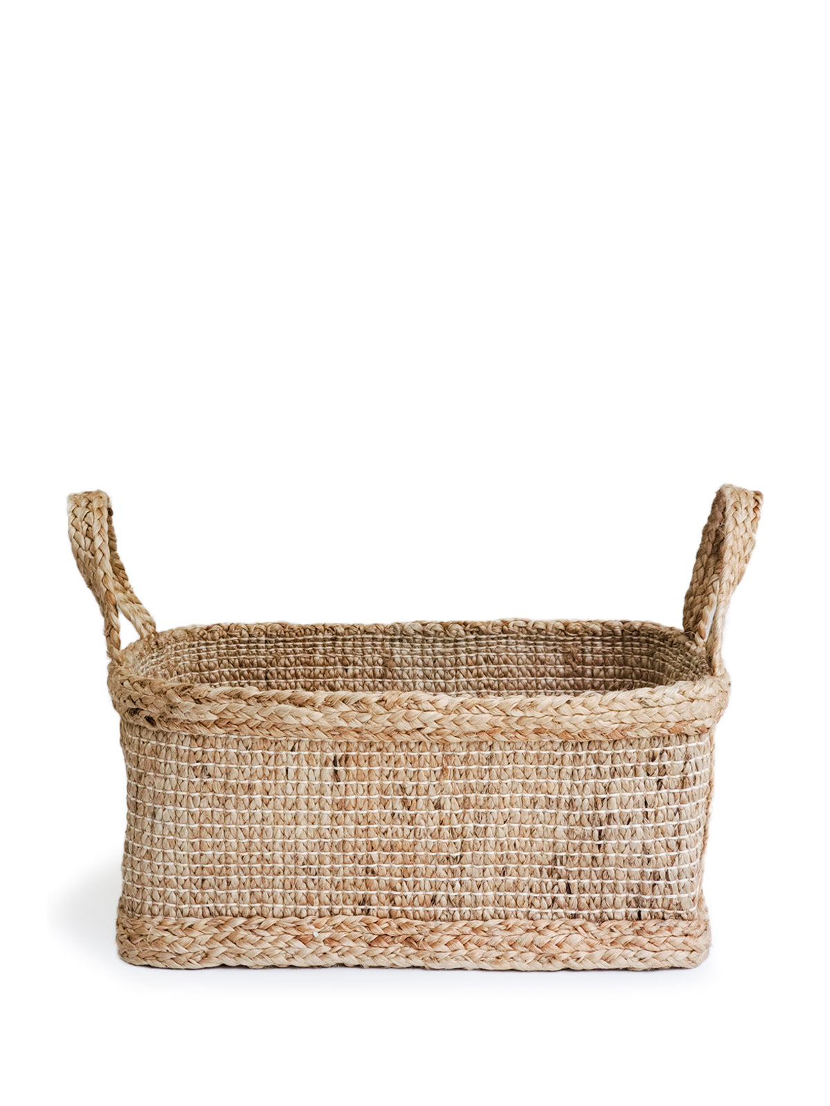 Handwoven Rectangular Storage Basket with Handle in Natural - KORISSA®